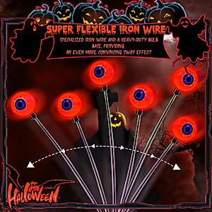 DooYard Halloween Decorations Outdoor, 2 Pack Solar Swaying Eyeball Lights, Swaying by Wind, Solar Pathway Lights, Halloween Decor with 2 Lighting Modes, Halloween Stake Lights for Garden Yard(Red)