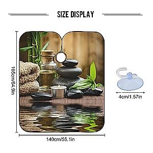 Flradish Zen Basalt Stones on Wood Barber Cape Waterproof Polyester Hair Cutting Salon Cape Adjustable Neckline Hair Hair Cutting Beard Hairdressing Cape Accessories 55×64 Inch