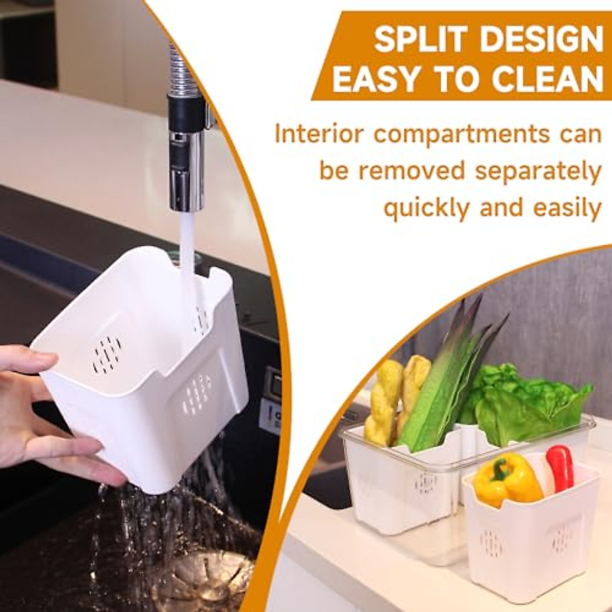 Fruit Storage Containers for Fridge with Lid: Produce Food Fresh-Keeping Colanders with Handles, Refrigerator Organizer Corn Pepper Berry Vegetable Veggies Fruits Saver with 4 Compartments Storage