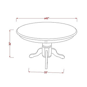 East West Furniture SHFO5-BLK-01 5 Piece Kitchen Table Set for 4 Includes a Round Dining Room Table with Pedestal and 4 Cream Linen Fabric Upholstered Chairs, 42x42 Inch, Black