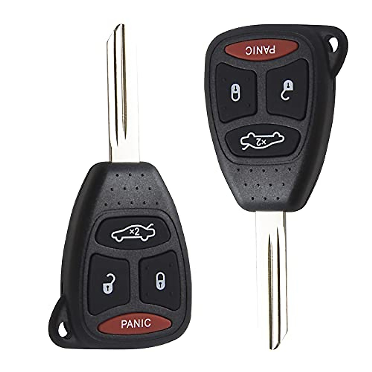 Replacement Remote for Keyless Head Key Fob for Chrysler 300 Aspen, Dodge Charger Durango Magnum, Jeep Commander Grand Cherokee 4 Button KOBDT04A and OHT692427AA (2 Pack)