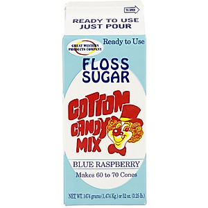 Concession Essentials Cotton Candy Floss Sugar -2pk- Blue Raspberry and Pink Vanilla Flavor One Of Each (3.25lb Total )