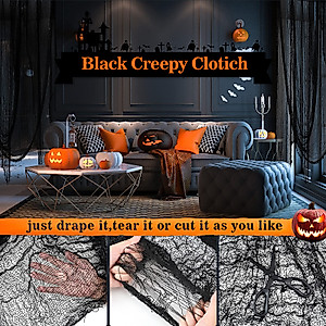 5Pcs Halloween Creepy Cloth Black 30×72inch - Halloween Decorations Clearance - Creepy Spooky Halloween Decorations Outdoor Indoor