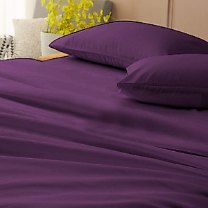 DG Beddings Plum 6 Piece Bedding Sheet Set Full Size 12 Deep Pocket Bed Sheets 100% Egyptian Cotton, 1000 Thread Count