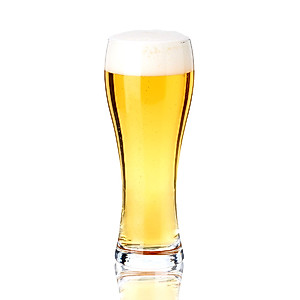 True Wheat Beer Glasses, Pilsner Beer Glass, Craft Brew Lovers Glassware, 23 Ounce, Large Beer Glasses, Set of 4 Pilsner Glasses, Clear Glass