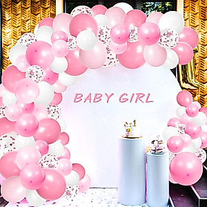 100pcs 12Inch Pink Balloons Hot Pink Light Pink White and Pink Confetti Latex Balloons for Girls Woman Birthday Decorations Valentines Day Baby Shower Bridal Proposal Wedding Party Decorations