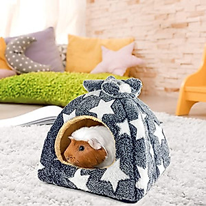 Tierecare Guinea Pig Hideout Hamster Bed Chinchilla House Cute Habitat Warm&Cozy Cage Accessories for Ferret Hedgehog Small Pet Washable