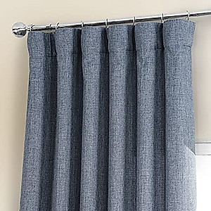 HPD HALF PRICE DRAPES Italian Linen Curtains for Bedroom & Living Room 96 Inches Long Room Darkening Curtains (1 Panel), 50W X 96L, Sweden Blue