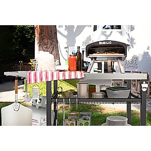 onlyfire Pizza Oven Table Cart for Ooni, Ninja Woodfire, Blackstone Griddle, Cuisinart Pizza Oven, Outdoor Stainless Steel Food Prep Table Movable Food Prep Cart Grill Stand with Storage Basket