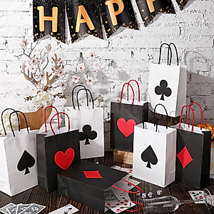 Outus 24 Pcs Casino Party Favor Gift Bags Casino Theme Party Supplies Las Vegas Poker Goody Treat Paper Bags for Casino Birthday Party Decor, 8.3 x 6 x 3 inches