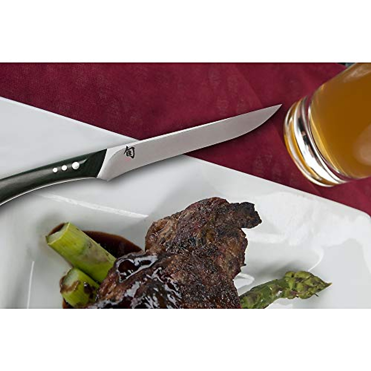 Shun DMS0430 Cutlery Shima Set-5", 4 Piece, Razor-Sharp Meat Slicing Knife, Keeps Juices in Steak and Preserves Flavor, Handcrafted Japanese Kitchen Knives, Small, Silver