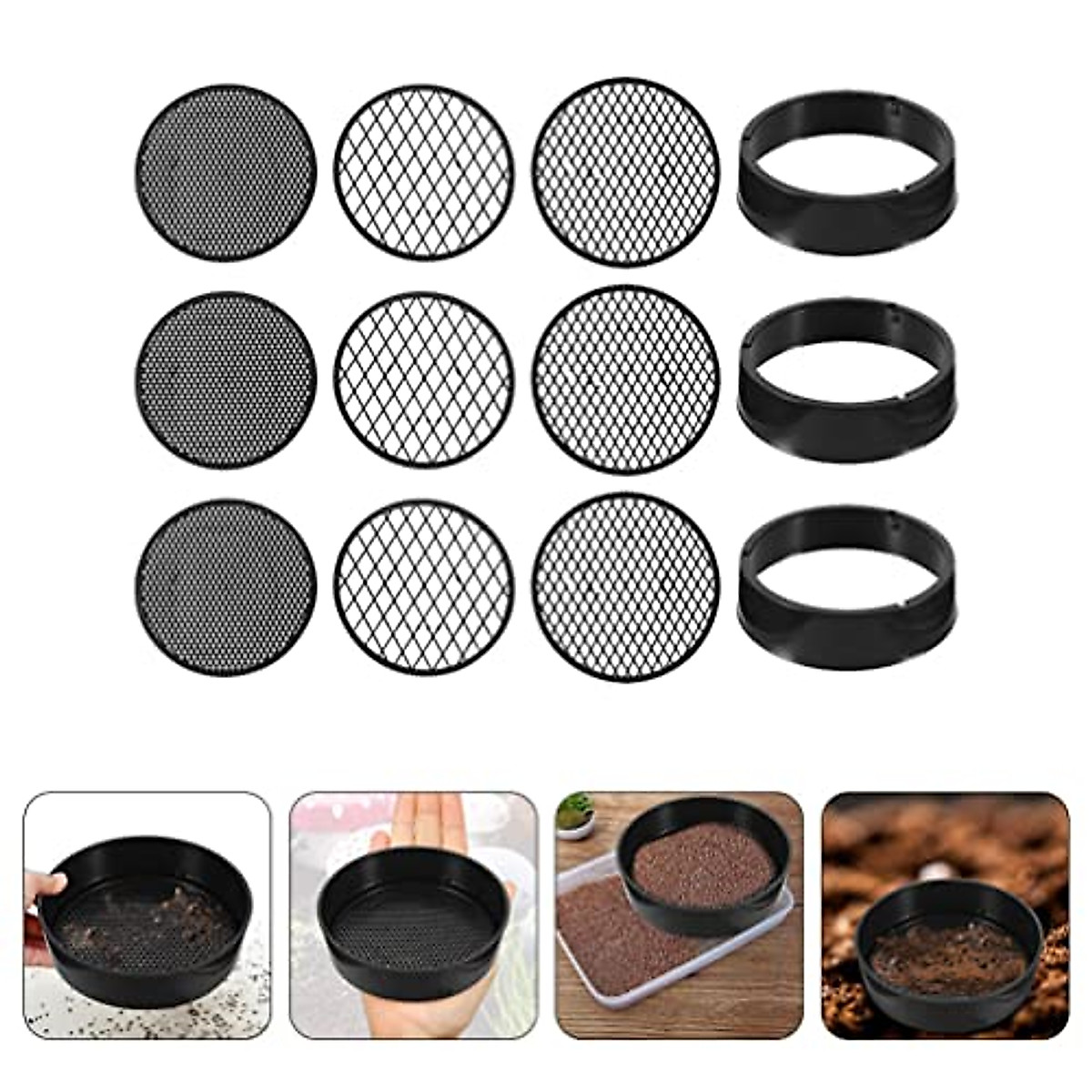 YARNOW 3 Sets Soil Sieve Set Mesh Sifting Pan Soil Sand Sieve Fine Mesh Strainer Gardening Tool Riddle Soil Sifter for Sand Rock Compost