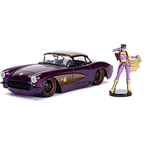 Jada Toys 1: 24 1957 Chevy Corvette W/Batgirl Figure (Blue)