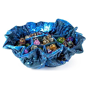 FanRoll Velvet Compartment Dice Bag with Pockets: Galaxy, Role Playing Game Dice Accessories for Dungeons and Dragons