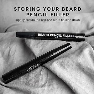 Pacinos Beard Pencil Filler - Water Proof, Long Lasting Coverage & Natural Finish - Beard, Moustache & Eyebrows - Micro-Fork Tip for Seamless Application - Bristle Brush Included(Light Brown)