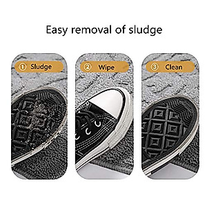 smabee Indoor Doormat Front Door Mat 17"x28", Keeps Your Floors Clean, Half Round Entrance Mat for Outdoors Toilet Patio Kitchen Bedroom (Gray)