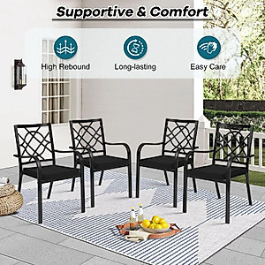 Basic Beyond Outdoor Chair Cushions for Patio Furniture, Waterproof Outdoor Cushions, Square Corner Patio Chair Cushions Set of 4 with Ties, 18.5"x16"x3", Black