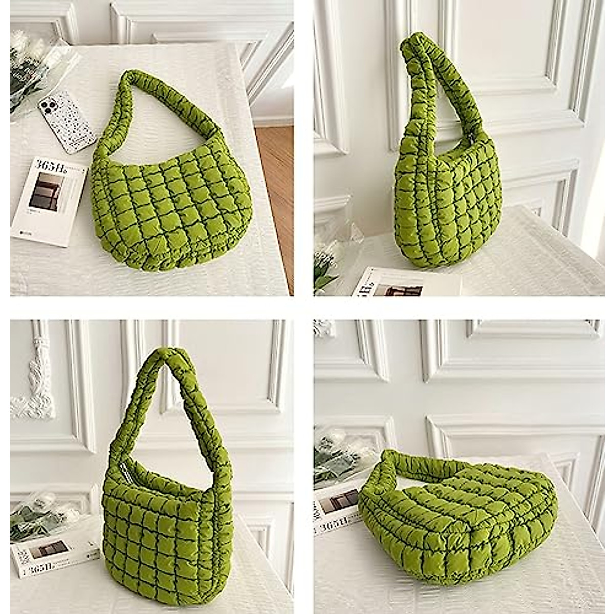 Quilted Tote for Women - Puffer Lightweight Padding Shoulder Hobo Satchel Handbag Cloud Bag With Zip 2024