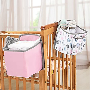 Hanging Diaper Caddy Organizer,Baby Diaper Organizer Bag Storage for Baby Essentials- Baby Diaper Stacker for Crib,D02 PINK