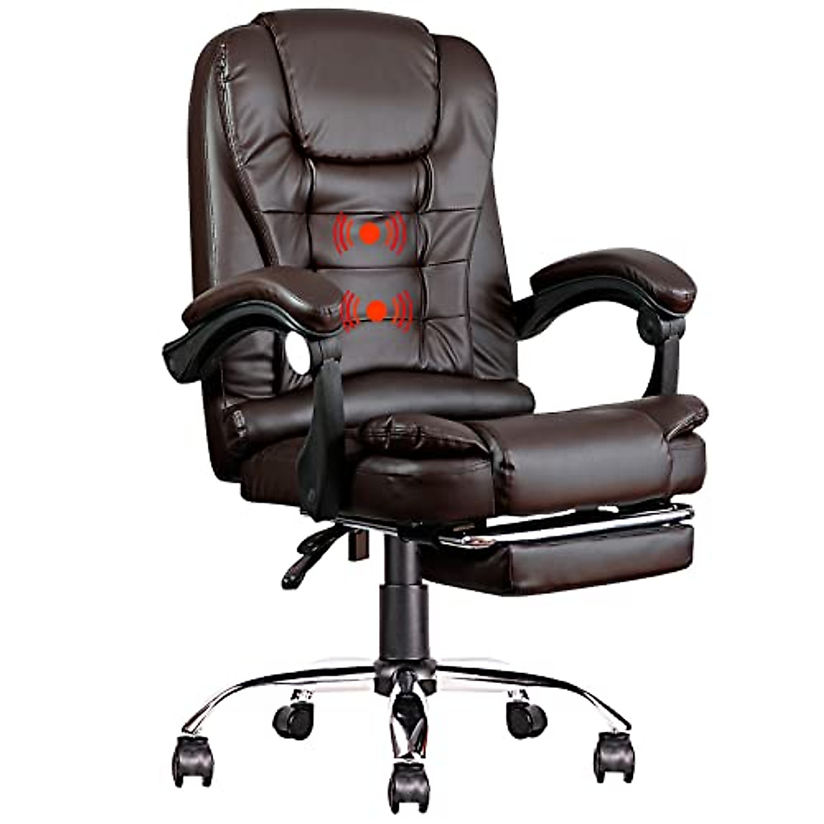 Ergonomic Office Chair with Footrest Massage Executive Office Chair High Back Office Chair with Lumbar Support Leather Recliner Chair for Home Computer Desk