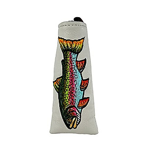 Rainbow Trout Hand Embroidered Blade Putter Golf Club Leather Headcover Sunfish