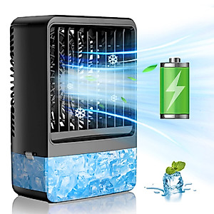 Air Conditioner Unit Portable, Kedoxi Cordless Mobile Air Conditioning Units Table Fan Air Cooler, 7 Colour Cooling Fan for Home Office Outdoor, 4 in 1 Humidifier, Fans, Air Con with Timer