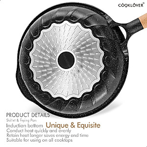 COOKLOVER Nonstick Frying Pan 100% PFOA Free Cookware Induction Skillet Fry Pan Set Pack -3-7.9 Inch & 9.5 Inch &11 Inch Black