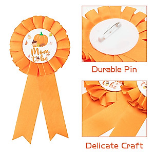 5Pcs Pumpkin Maternity Sash Set, Happy Fall Theme Mom to Be & Daddy to Be Corsage Pins, Flower Crown and Pregnancy Sash Keepsake for Autumn Pumpkin Gender Reveal Baby Shower Party Photo Prop Gift