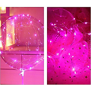 LED Balloons 10 PACKS, 20 Inches Light Up BoboBalloons Helium Style,Glow Bubble Balloons for Christmas Wedding Birthday Valentines Day Halloween Party Supplies Decorations (Pink light)