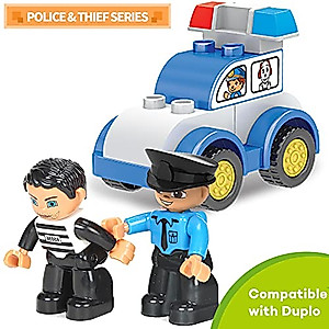 Liberty Imports Police Station Big Building Blocks 137 Pieces with Storage Box | Large Bricks Set Educational DIY Classic Construction Toy for Kids, Compatible with Major Brands