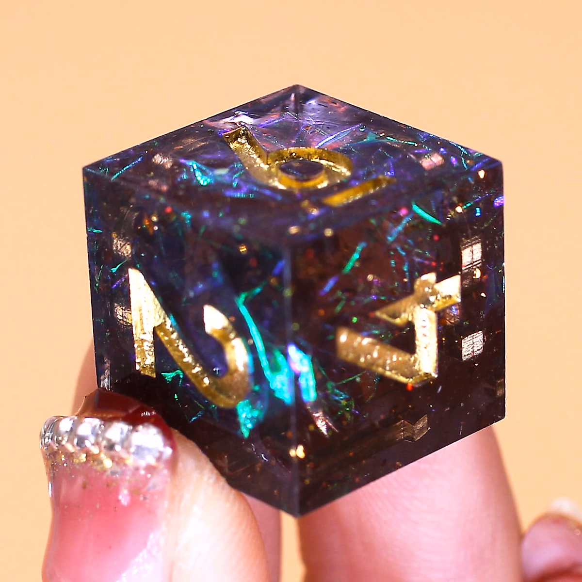 Mini Planet Galaxy Dark Single D6 Dice for TTRPG Dungeons and Dragons and Other Role Playing Game Iridescent Holographic Dice Sharp Edge Dice D6 Galaxy Dark D6