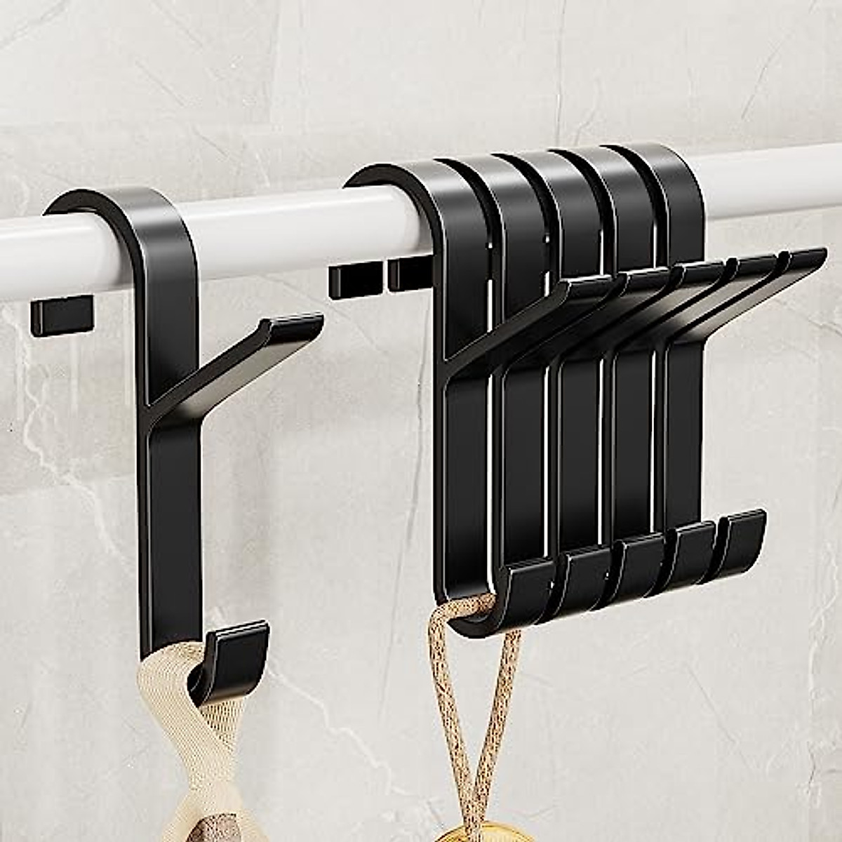 niffgaff 6 Pcs Metal Over The Door Hooks Bathroom Robe Towel Hooks Over Rod Rail Towel Holder, Shower Hooks, Heated Towel Radiator Hook, S Hooks for Rack Shelf Closet Hooks for Hanging, Rustproof