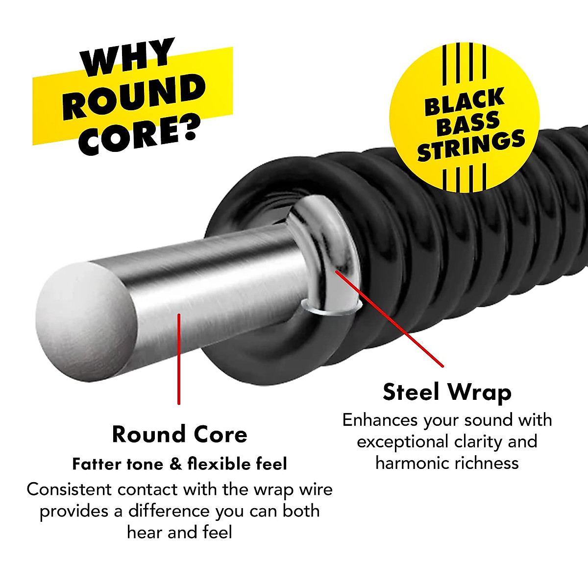 DR Strings Bass Guitar Strings, Black Beauties - Black Coated, 50-110 (BKBT-50)