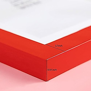 eletecpro 11x14 Picture Frame Made of Solid Wood and HD Glass Colourful Frame Display 8x10 Photo with Mat or 11x14 without Mat Home Decor for Wall and Tabletop Red 1 Pack