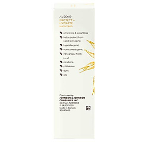 Aveeno Protect + Hydrate Moisturizing Face Sunscreen Lotion With Broad Spectrum Spf 60 & Prebiotic Oat, Weightless & Refreshing Feel, Paraben-free, Oil-free, Oxybenzone-free, 2.0 ounces