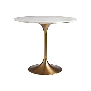 White Marble Top and Gold Tulip Dining Table, Mid Century Modern Dining Table, Dining Room Table, Kitchen Dining Table for Living Room Home Decor