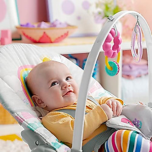 Bright Starts Rosy Rainbow Infant to Toddler Rocker with Vibrations, Baby Seat for Girl or Boy, Newborn +