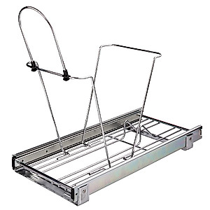 Hardware Resources Single 35-Quart Trash Bin Cabinet Pullout System - 1 Black Waste, Recycling Bins - Easy-Installation Polished Chrome Ball-Bearing Garbage Slider, Door Mounting Kit - 8.75 Gallons