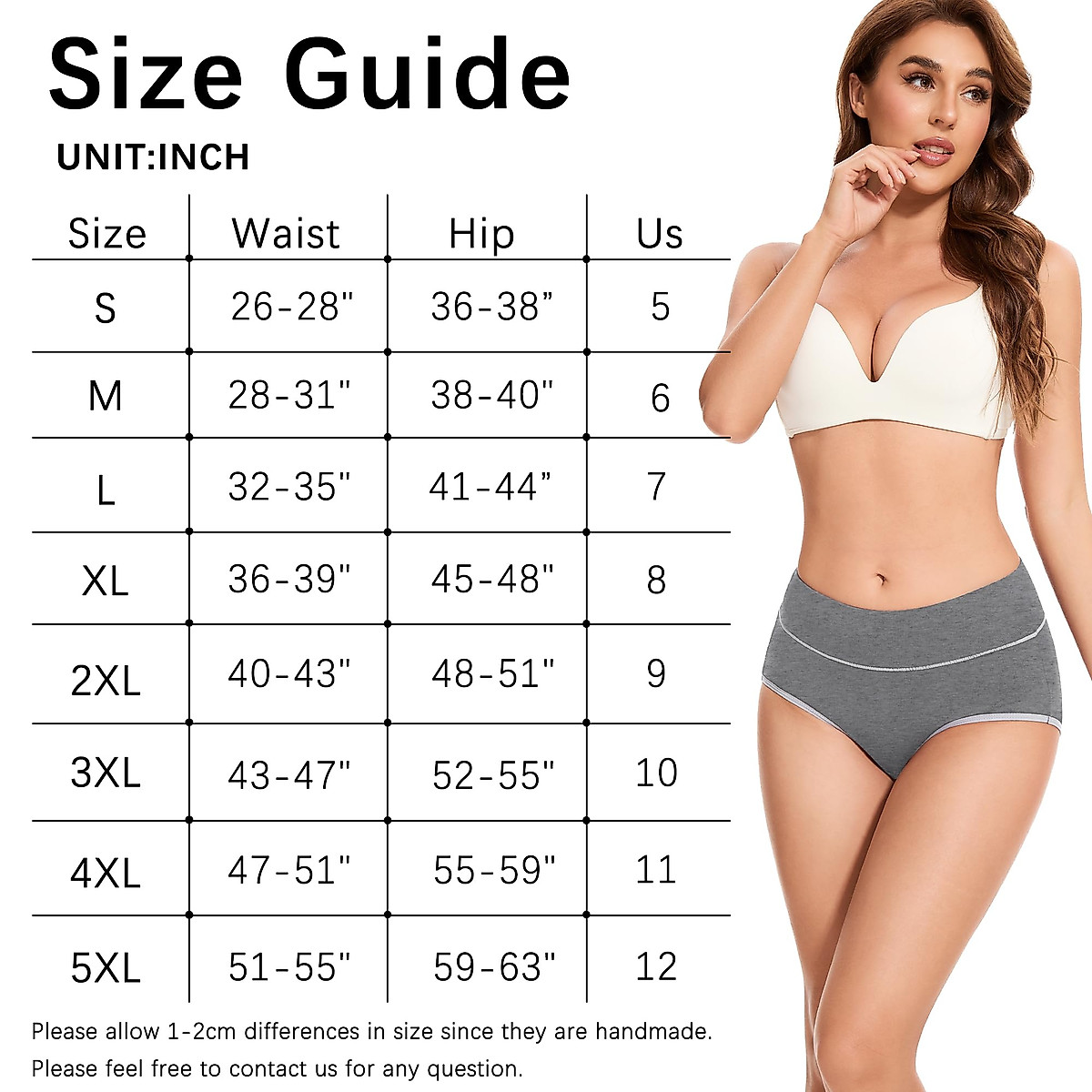 Migbean Cotton Panties for Women Pack Cotton Underwear Women Pack Plus Size Womens Underwear Cotton Briefs 2/5