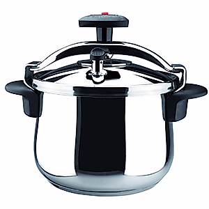 MAGEFESA ® Star B fast pressure cooker, 8.4 Quart, with rounded bottom, made in 18/10 stainless steel, suitable for all types of stovetops, included indution, 3 heavy security systems, 8 psi