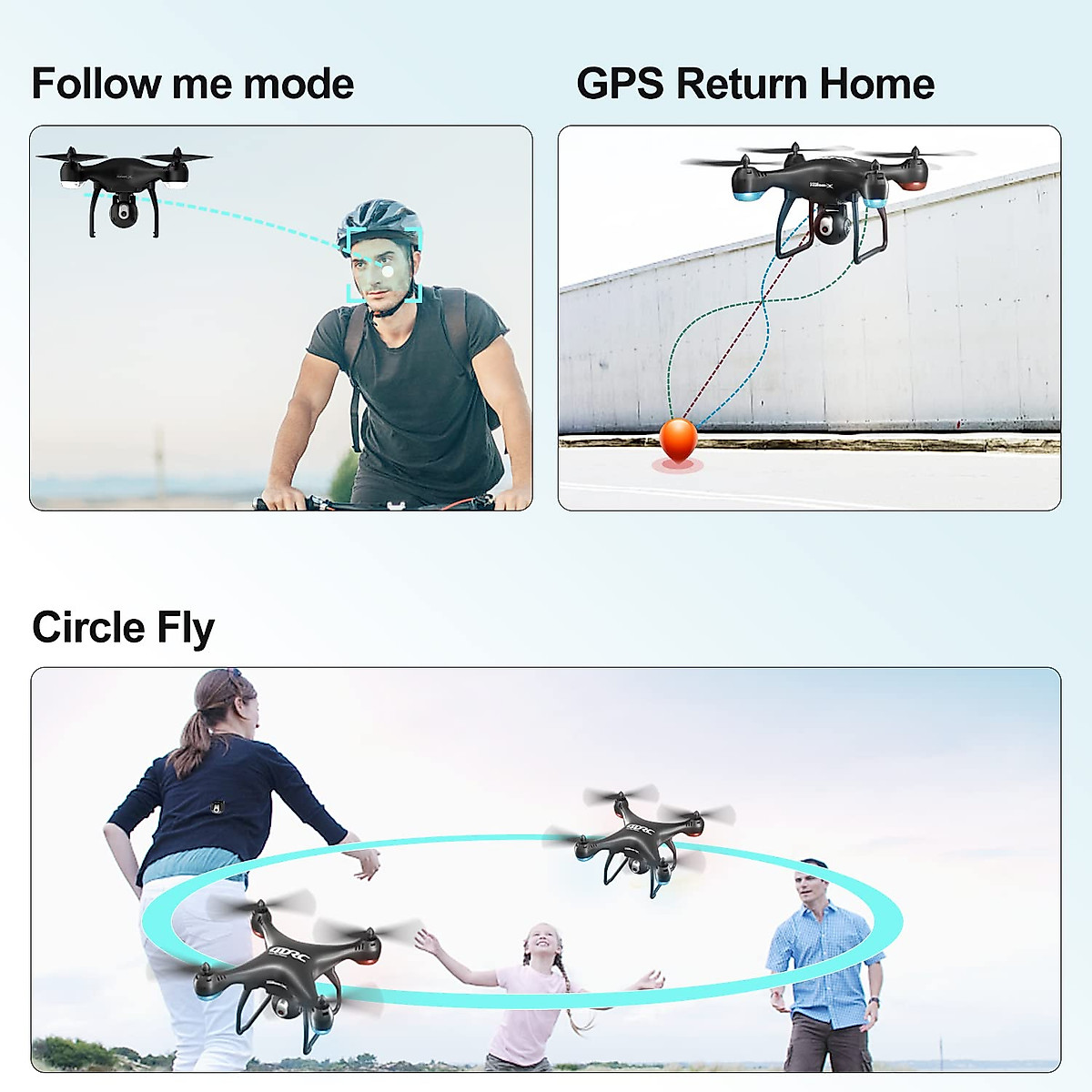 4DRC F1 GPS 4K Drone with Camera for Adults, FPV 5G WiFi FPV RC Quadcopter Beginners,with Auto Return Home, Altitude Hold and GPS Follow Me, Waypoint Fly,2 Batteries, 30 Mins Long Flight,Black