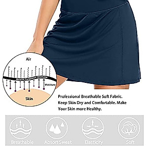 Hubunucc Women's Athletic Skorts Tennis Lightweight Active Skirts with Shorts Pockets Running Golf Workout Sports,178,Navy,2XL