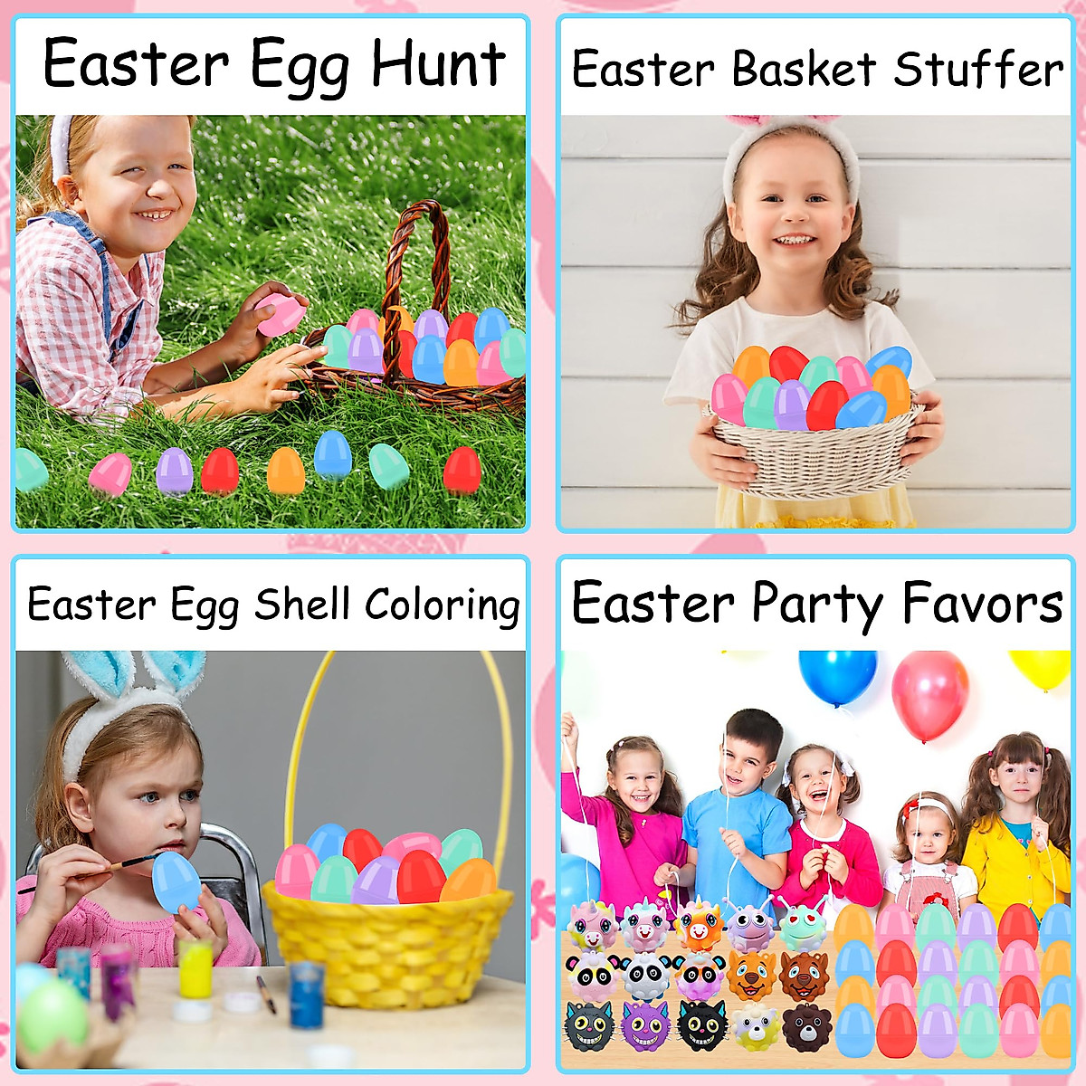 24 PCS Prefilled Easter Eggs with Toys Inside, Jumbo Easter Eggs Filled Pop Balls Perfect for Easter Egg Hunt Easter Baskets Stuffers for Kids Easter Gifts Easter Party Favors