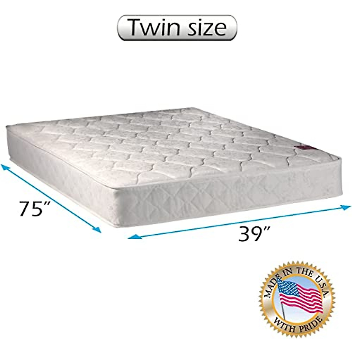 DS Solutions USA American Legacy Gentle Firm Innerspring Twin Size (39"x75"x8") Mattress Only - Sleepy System with Enhance Support Fully Assembled, Orthopedic, Good for Your Back, Longlasting