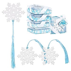 CHGCRAFT 20Pcs Snowflake Bookmark with Tassel Metal Bookmark Christmas Boxed Snowflake Bookmark for Bookworm Gift Book Lovers Student 7.3inch