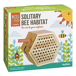 Toysmith Beetle & Bee Solitary Bee Habitat - DIY Kids Art Craft Outdoor Bee Kit, Educational Kit for Kids, No Hardware/No Glue Required, 13 Wooden Pieces, FSC Certified, Intended for Age 8+