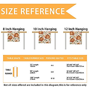 Sambosk Fall Pumpkin Table Runner, Autumn Thanksgiving Floral Table Runners for Kitchen Dining Coffee or Indoor and Outdoor Home Parties Decor 13 x 72 Inches SK095