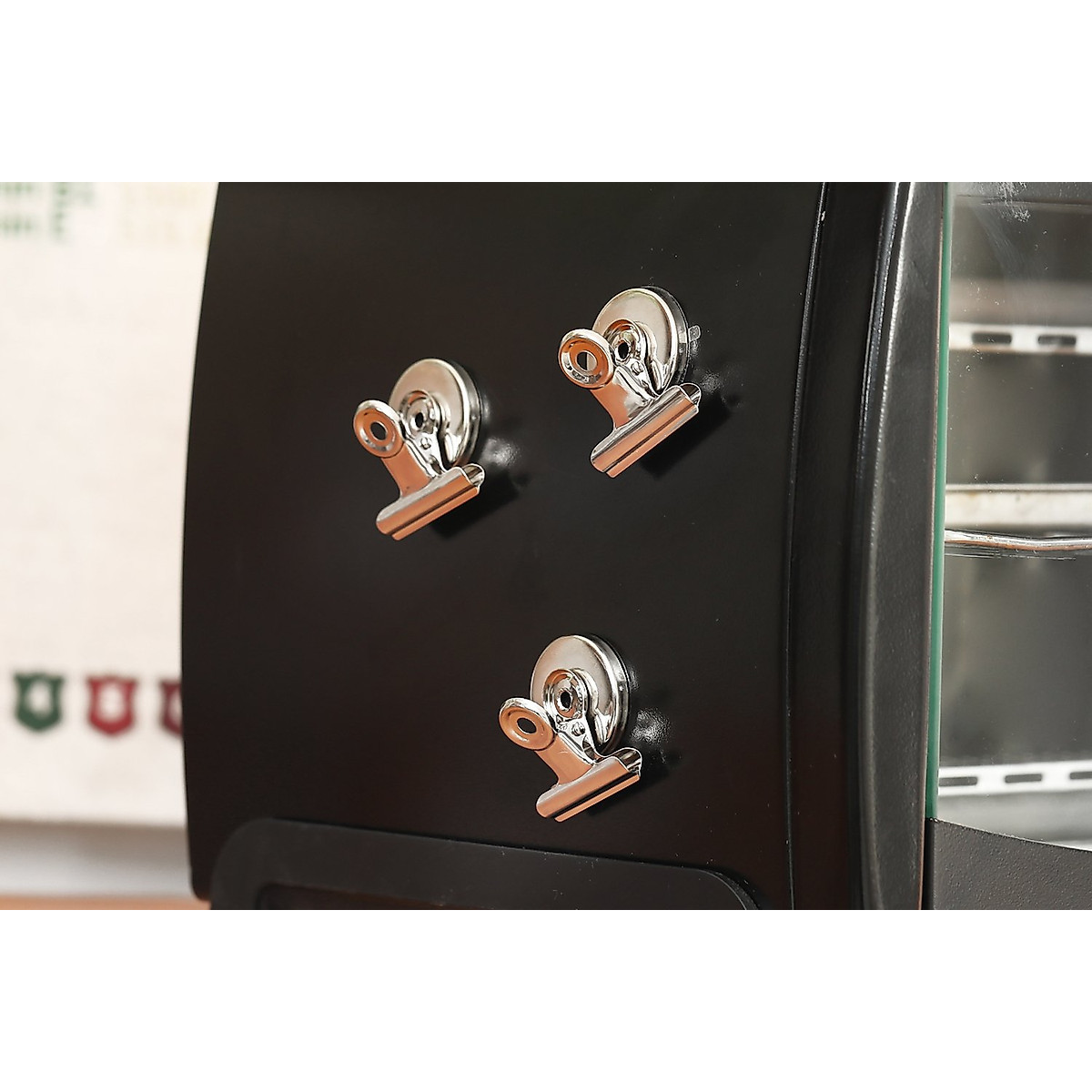 Strong Magnetic Clips - Heavy Duty Refrigerator Magnet Clips - 31mm Wide 12Pack Scratch Safe - Clip Magnets Best for House Office School Use, Hanging Home Decoration, Photo Displays