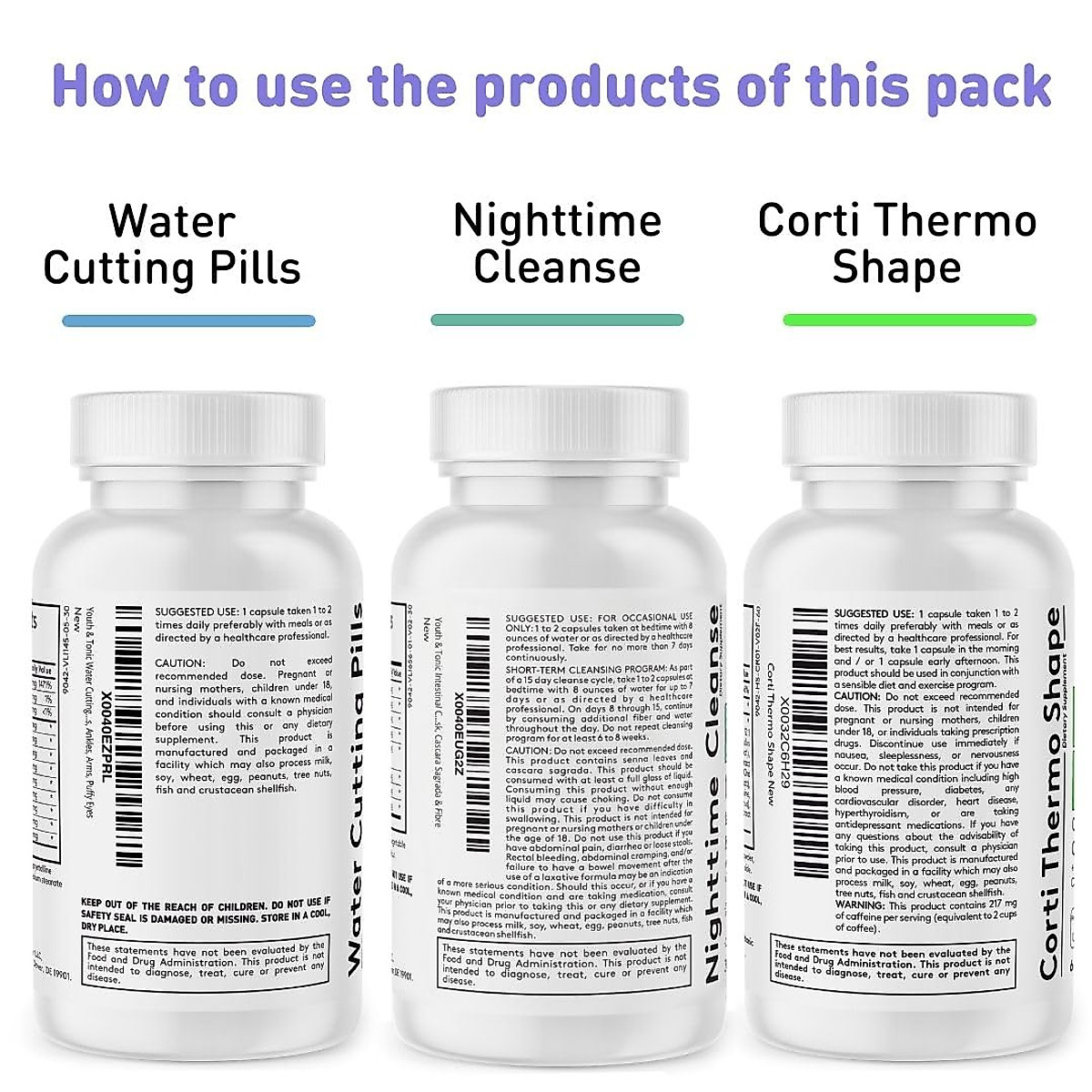 Youth & Tonic Sculpt Shred Cleanse Detox 3X Weight Loss Pills: Appetite Suppressant, Fat Burner, Energy Booster & Nighttime Cleanse for Diet – 120 Pills