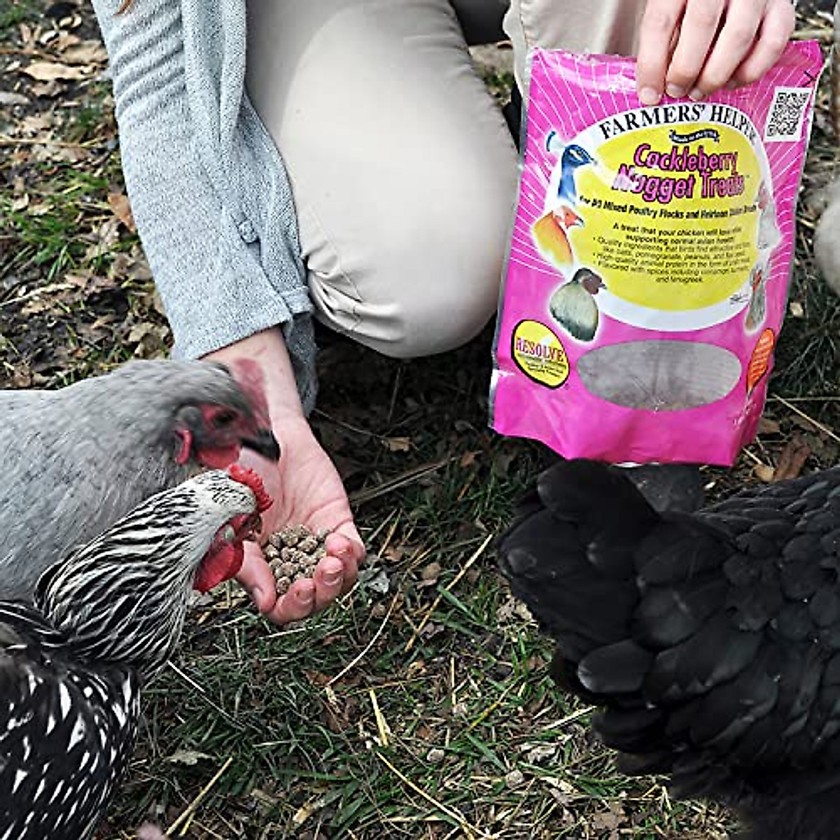 Farmers' Helper Cackleberry Nugget Treat For Chickens, Turkeys, Peafowl, Guinea Fowl, Geese, Pheasants and Ducks, 27 Ounce